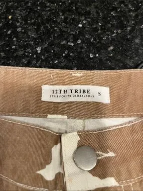 12th Tribe | Jeans | 2th Tribe Tan And White Cow Spot Denim Skirt ...